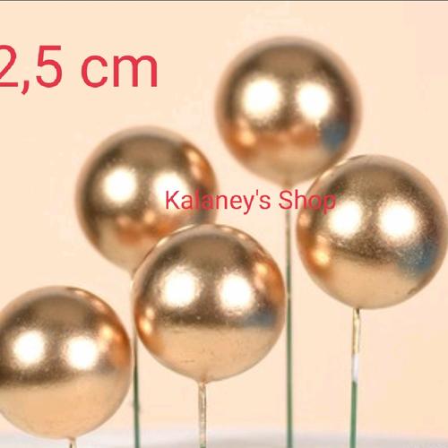 Jual Topper Bola Emas, Hiasan kue bola bulat, topper gold ball, 2,5cm ...