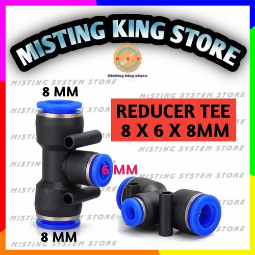 Jual FITTING PNEUMATIC REDUCER TEE 8 X 6 X 8MM T MIST NOZZLE SELANG PU ...