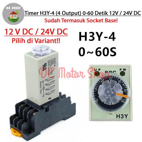 Jual Timer H3Y-4 H3Y 4 12V / 24V DC 60s 1min Delay Relay DPDT + Socket Base - Jakarta Pusat - DC ...