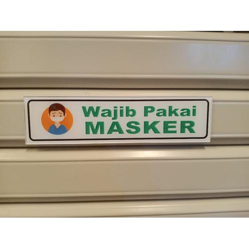 Jual sign Akrilik WAJIB PAKAI MASKER / sticker rambu pakai masker ...