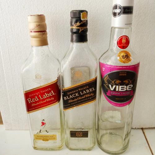 Jual Botol bekas RED LABEL BLAK LABEL VIBE botol bekas minuman botl ...