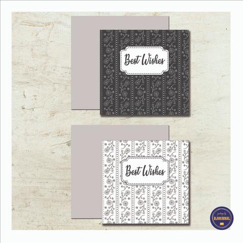Jual Kartu Ucapan Kosong - Monochrome Floral Mini Greeting Card - Hitam ...