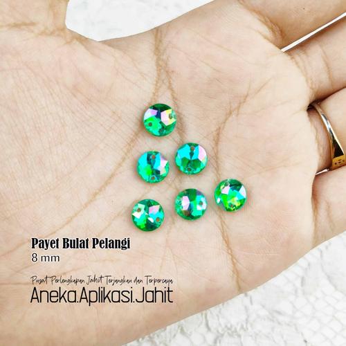 Jual 100 BIJI PAYET BULAT 8 MM PELANGI MOTE BATU DIAMOND RESIN PAYET ...