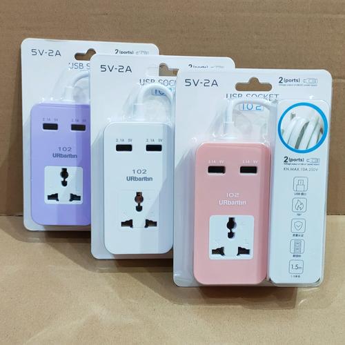 Jual Stop Kontak USB Colokan Listrik Urbantin 2 Ports-Kabel 1,5m ...