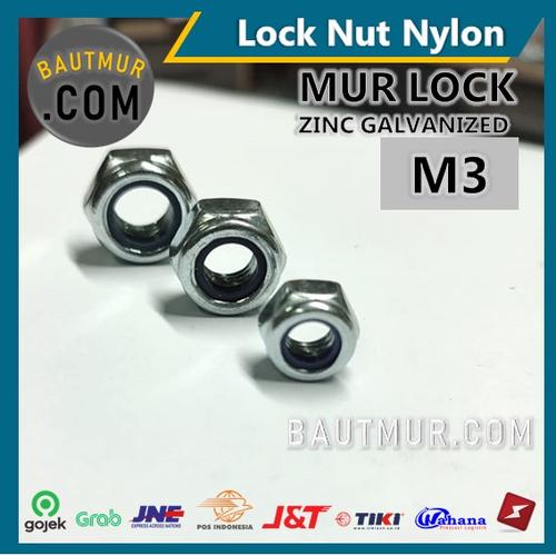 Jual LOCK NUT NYLON MUR LOCK ZINC GALVANIS PUTIH M3 ISI 100PCS - Kab ...