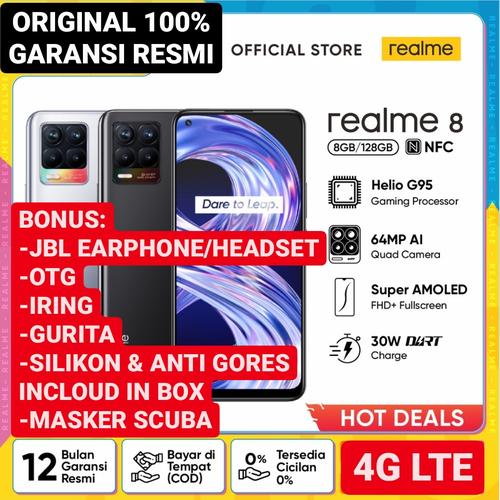 Jual HP realme 8 8/128GB [Super AMOLED, 64MP AI Quad Camera, Helio G95 ...