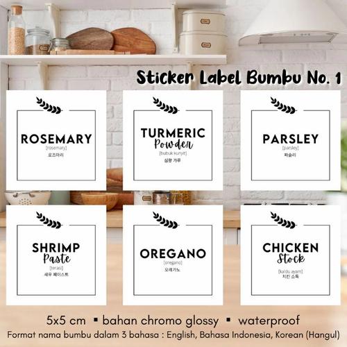 Jual Sticker Label Nama Bumbu Dapur Aesthetic Monochrome White - MSG ...