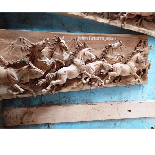Jual Patung Dinding Relief Kuda Kayu Trembesi Natural - 180cm - Kab ...