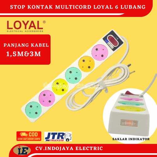 Jual Loyal Yunior Multicord Stop Kontak Gepeng 6 Lubang + Kabel 1.5M Dan 3M - kabel 1,5 meter ...