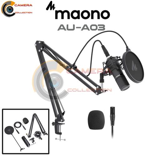 Jual Maono AU-A03 Condenser Microphone Kit Podcast Mic with Boom Arm ...