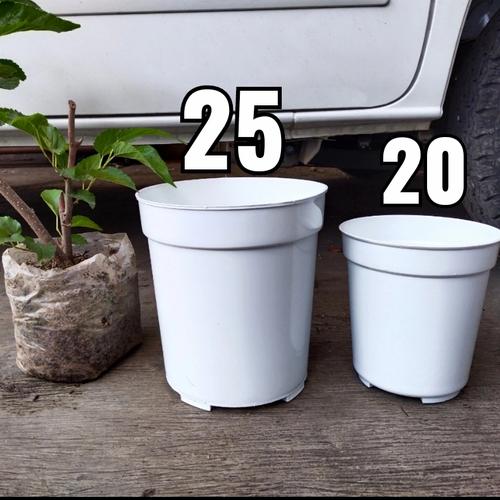 Jual Pot tinggi putih 20cm,pot bunga tanaman tinggi 25 warna putih ...