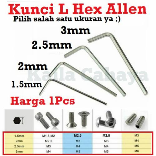 Jual Kunci L Hexagon Wrench Hex Screw 1.5mm 2mm 2.5mm 3mm - Kota ...