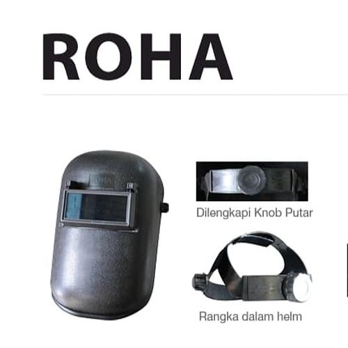 Jual ROHA KEDOK LAS PUTAR/WELDING HELMET / KOMPLIT KACA LAS HITAM ...