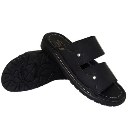 Jual Sandal Selop Bapak Bapak Kulit Hitam Casual Formal Sandal Slide ...