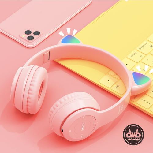 Jual Headphone Telinga Kucing Bluetooth Wireless LED Ear Cat Gaming ...