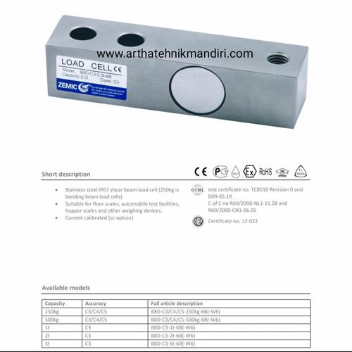 Jual Load cell shear beam1 ton zemic B8D-C3-1t 6B - Kota Bekasi - Artha ...
