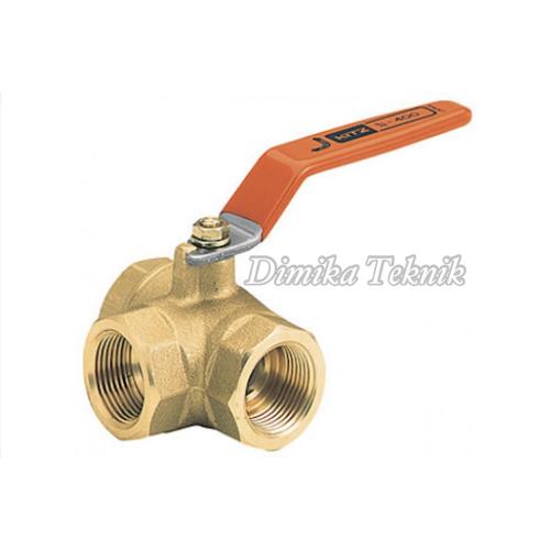 Jual Ball valve three way kitz 1" inch / ball valve 3 way kitz ...