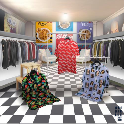 Promo Kelloggs, Spongebob, Aaliyah Collabs Patterned Resort Shirt ...