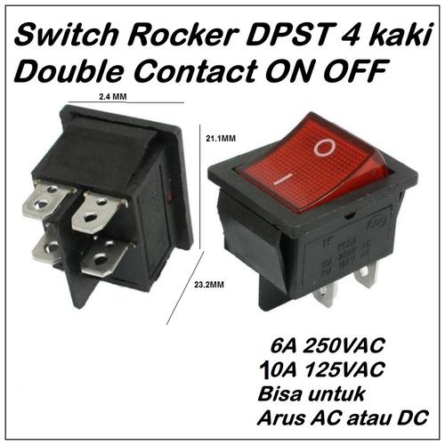 Jual Saklar on off Saklar Power ON OFF 4 Pin Switch DPST 4 kaki Arus AC ...