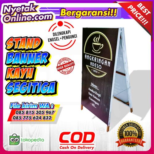 Jual Standing Banner Kayu Segitiga Bisa di Lipat + Pengunci - 110cm x ...