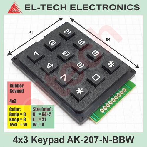 Jual 4x3 4 x 3 Matrix Rubber Keypad AK-207-N-BBW - Kota Surabaya ...