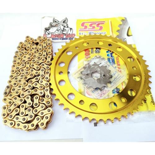 Jual Gir Gear Set Gearset Sss 428 CRF 150 CRF150 L CRF150L Gear Warna Gold - Rantai SSS SB - Kab ...