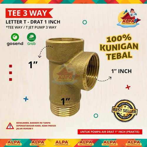 Jual TEE WAY / T JET PUMP 3 CABANG (Kuningan Tebal) - Letter T Drat 1 ...