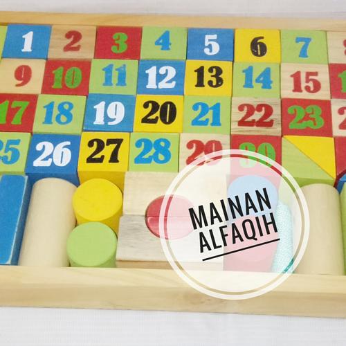 Jual APE TK PAUD Mainan Edukasi Kayu Susun Balok dan Meronce Angka ...