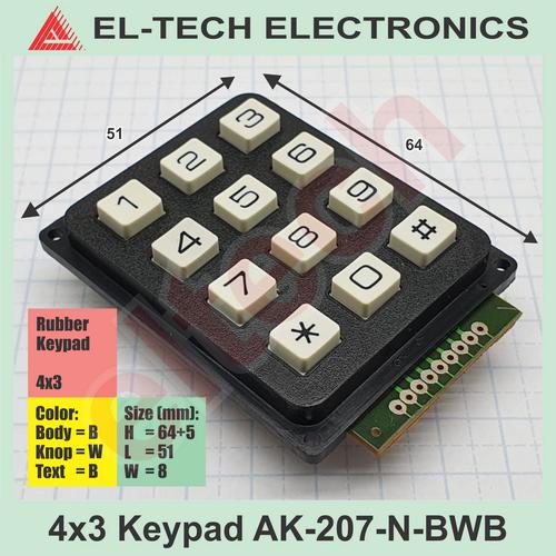 Jual 4x3 4 x 3 Matrix Rubber Keypad AK-207-N-BWB - Kota Surabaya ...