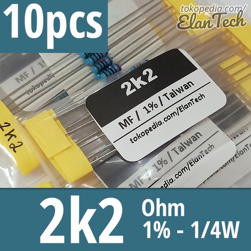 Jual Resistor 2k2 Taiwan 10pcs 1/4W 1% 2.2 Kilo Ohm 0.25W ElanTech ...