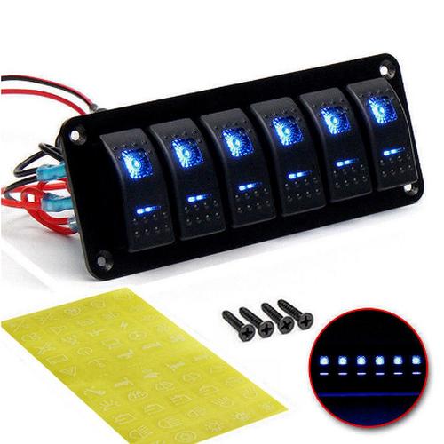 Jual Rocker Switch Panel Circuit Breaker 6 Gang 12V 24V Anti Air Kapal ...
