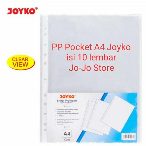 Jual Plastik PP Pocket A4 isi 10 lembar/ sheet protector A4 Joyko ...