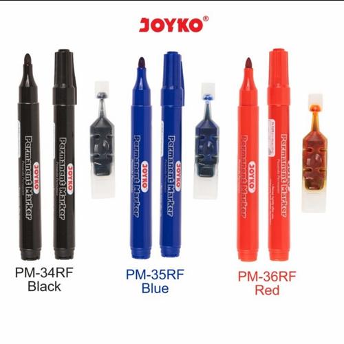 Jual Joyko Permanent Marker Spidol Permanen Round Tip Free Refill ...