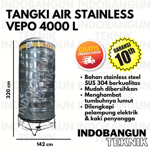 Jual Toren Tangki Tandon Air Stainless Vepo 4000 Liter Stenlis Stainles ...