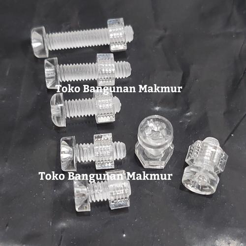 Jual Baut Akrilik M5 Baut +Mur Acrylic 12mm 16mm 20mm - M5x20 +Mur ...