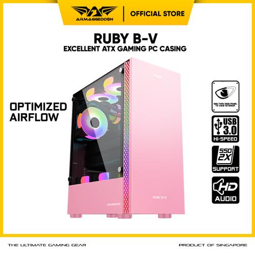 Promo PC Case Pink Armaggeddon Ruby B-V Casing PC Gaming ATX Cicil 0% ...