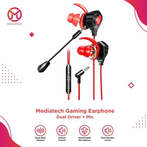 Jual Mediatech Earphone Gaming MGE-01 Dual Driver + Mic 56026 Bass Efek ...