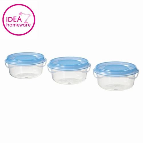 Jual Tempat Wadah Kotak Container Makanan Plastik Kecil Bulat Set 3 pcs ...