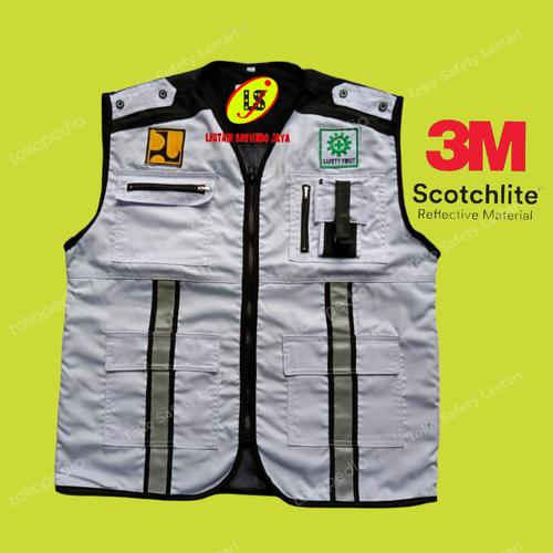 Jual SAFETY VEST/ ROMPI SAFETY DINAS PU WARNA PUTIH REFLEKTOR 3M ...