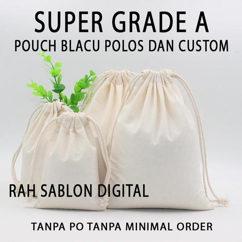 Jual Tas Serut Pouch Blacu Tebal Grade A Polos dan Sablon UKURAN SEDANG ...