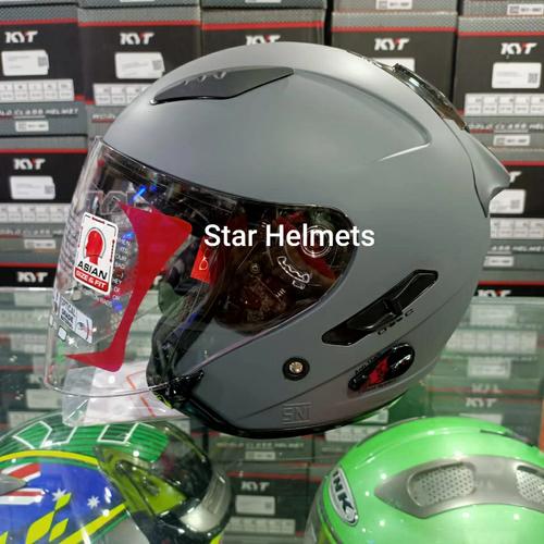 Jual Helm KYT Galaxy Flat R Solid Matt Gorilla Grey Double Visor - L ...
