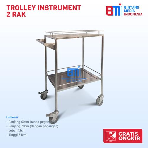 Jual Trolley Instrument 2 Rak stainless steel - Trolley instrument ...