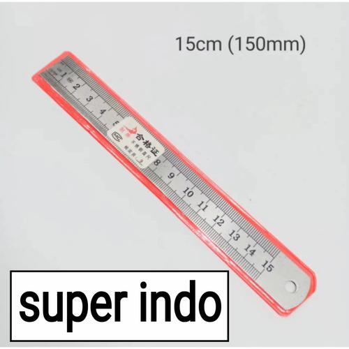 Jual PENGGARIS BESI 15 CM - 150 MM - STEEL RULER 6 INCH - Jakarta Barat - super indo | Tokopedia