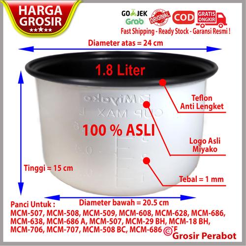 Jual Panci Teflon Magic Com Rice Cooker Miyako 1.8 Liter Tinggi 15 Cm ...