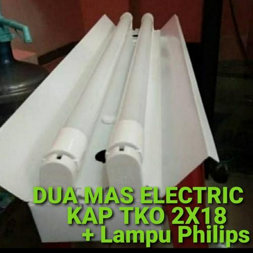 Jual Kap Lampu Tko 2x18/2x8watt set lampu TL Led philips 8w/8watt isi 2 ...