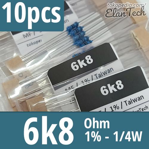 Jual Resistor 6k8 Taiwan 10pcs 1/4W 1% 6.8 Kilo Ohm 0.25W ElanTech ...
