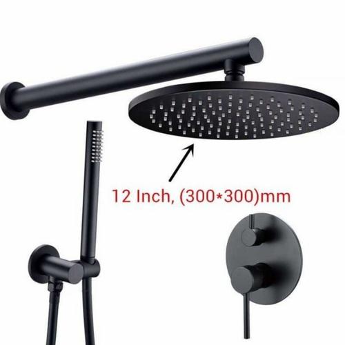 Jual SHOWER SET KAMAR MANDI HAND SHOWER + WALL SHOWER HITAM BLACK BULAT ...
