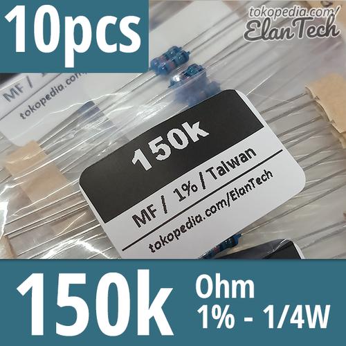 Jual Resistor 150k Taiwan 10pcs 1/4W 1% 150 Kilo Ohm 0.25W ElanTech ...
