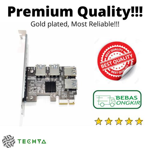 Jual BLACK PCB! Pcie splitter gpu 1x to 4x, 1 to 4 extender mining card ...