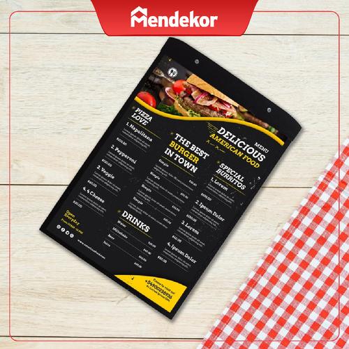 Jual Dala |menu board kayu papan custom logo buku hitam restoran kertas ...